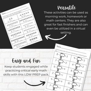 Printable Subtraction Worksheets Camping Theme Kindergarten Math ...