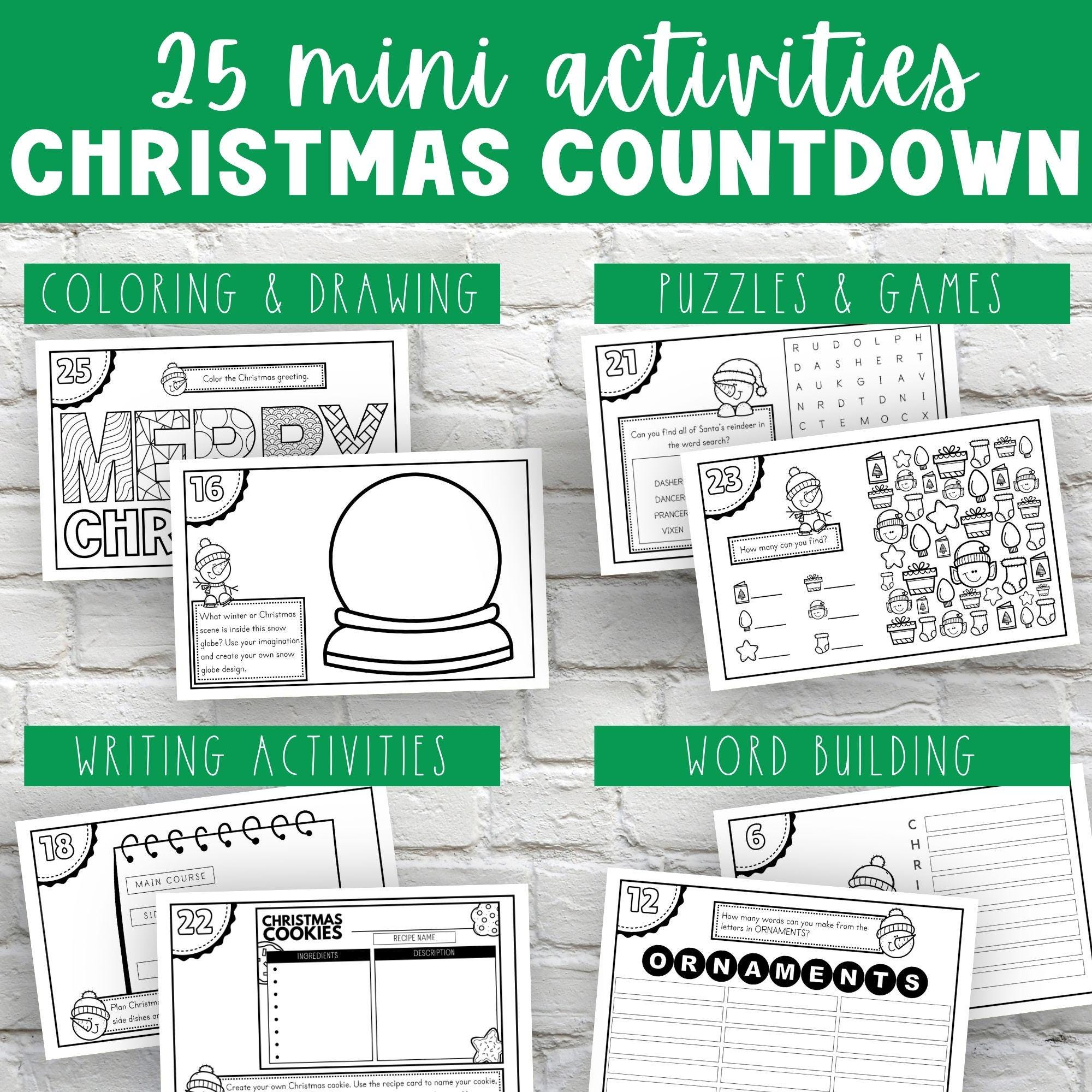 Printable Christmas Countdown Activity Book | Advent Word Search Games ...