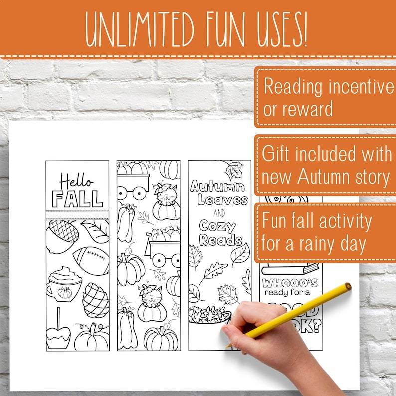 Fall Coloring Bookmarks for Kids | Printable Color Your Own Book ...