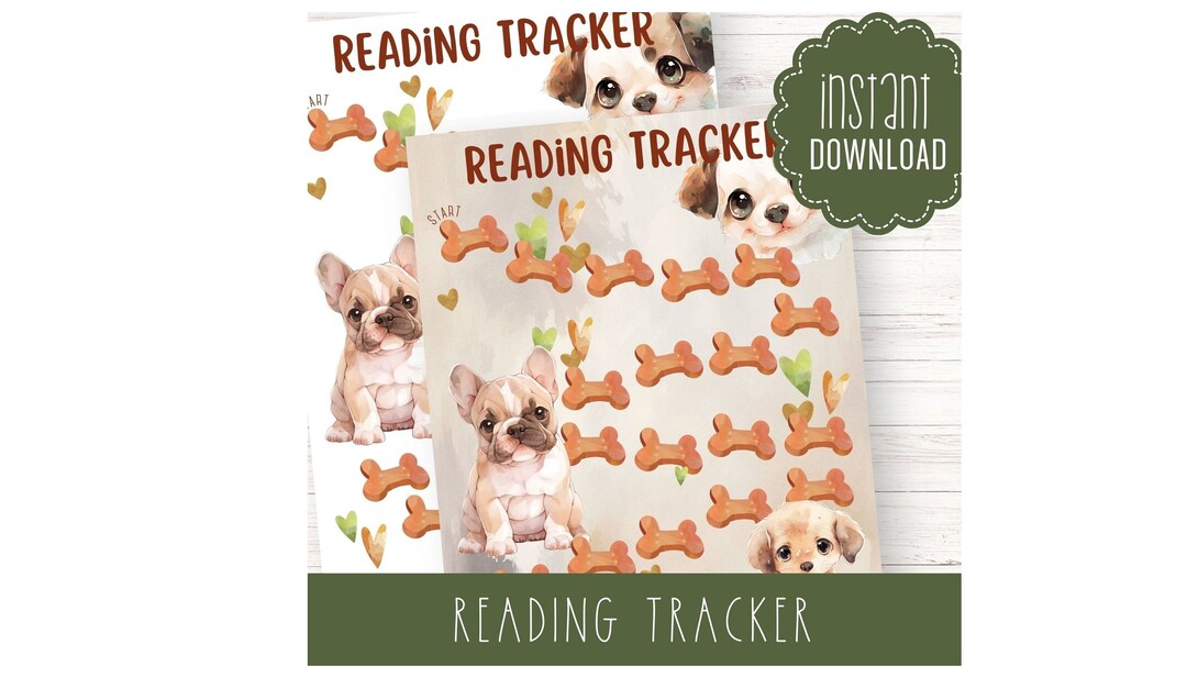 Reading Tracker for Kids Puppies Theme * INSTANT DOWNLOAD * Printable ...