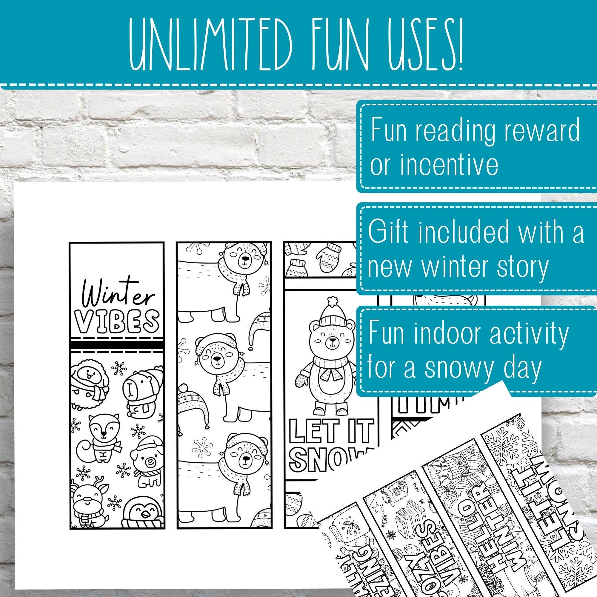 Winter Mindful Coloring Book Marks | Printable Color Your Own Book ...