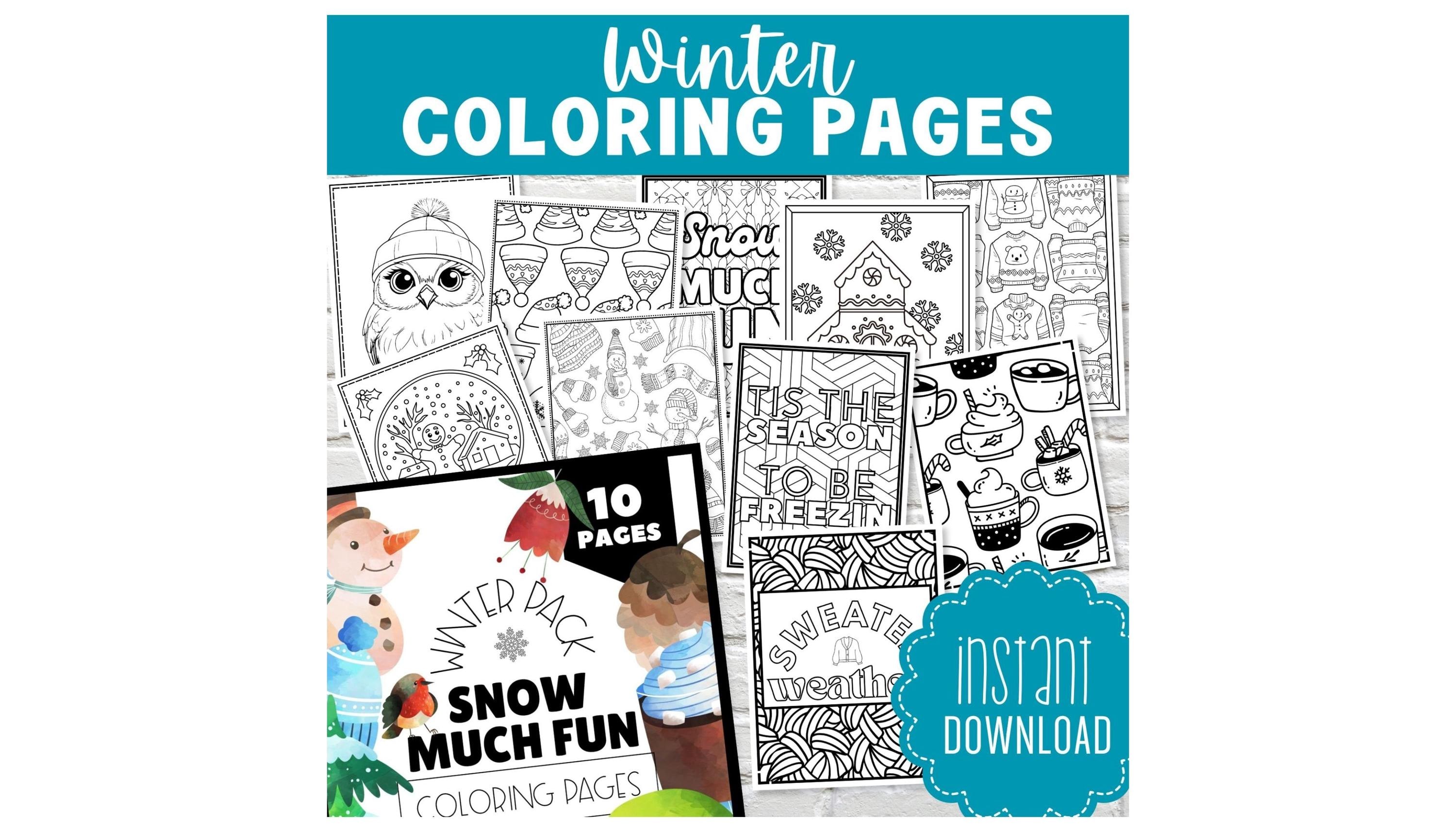 Cozy Winter Coloring Pages for Kids | Snow Day Activity Colouring Book ...