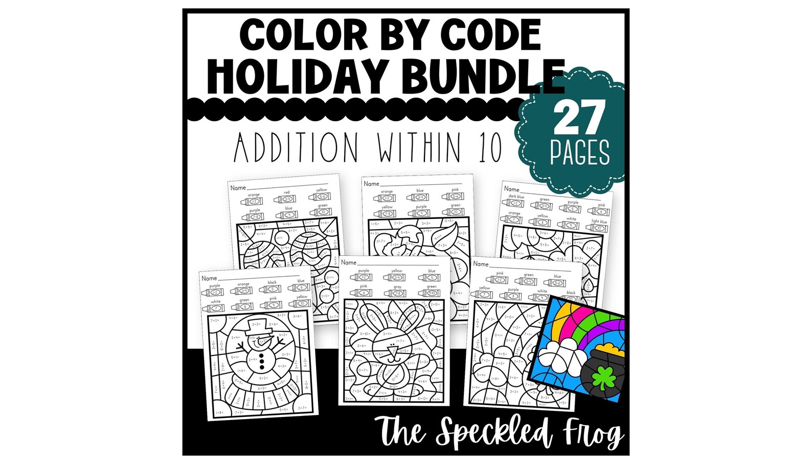 Printable Holiday Color by Number Bundle INSTANT DOWNLOAD, Addition ...