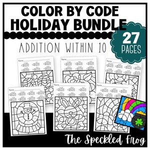 Printable Holiday Color by Number Bundle INSTANT DOWNLOAD, Addition ...