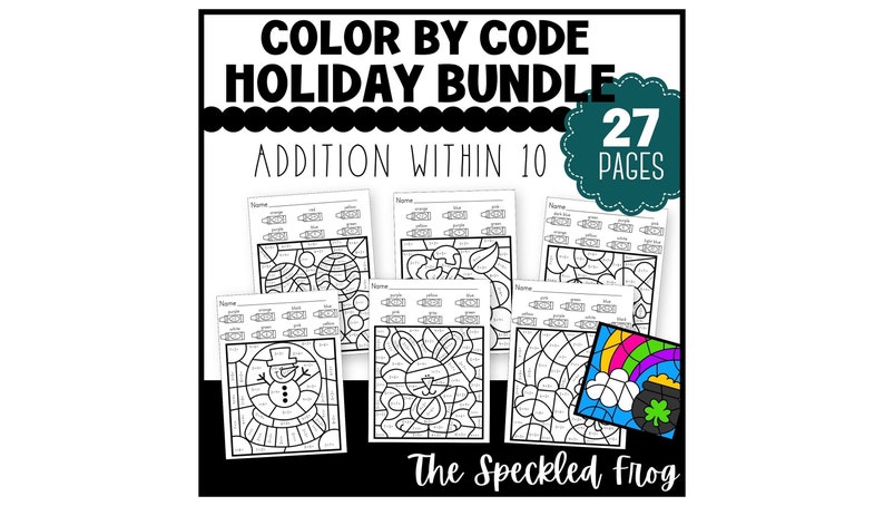 Printable Holiday Color by Number Bundle INSTANT DOWNLOAD, Addition ...