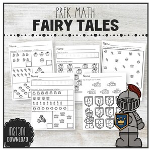 Preschool Printable Math Worksheets INSTANT DOWNLOAD Fairy Tales ...