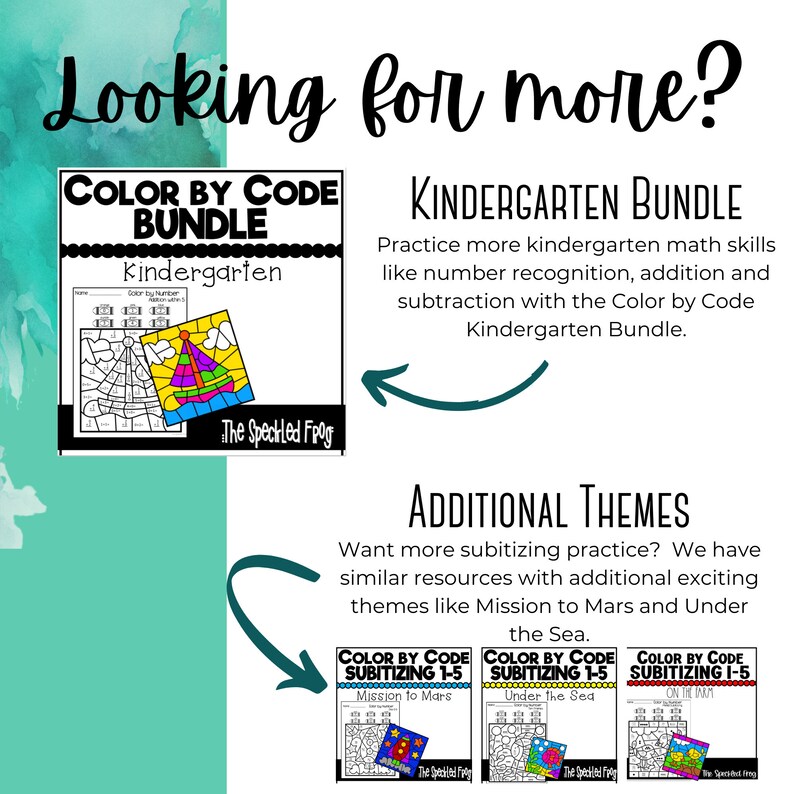 Kindergarten Worksheets Color by Number INSTANT DOWNLOAD, Subitizing ...