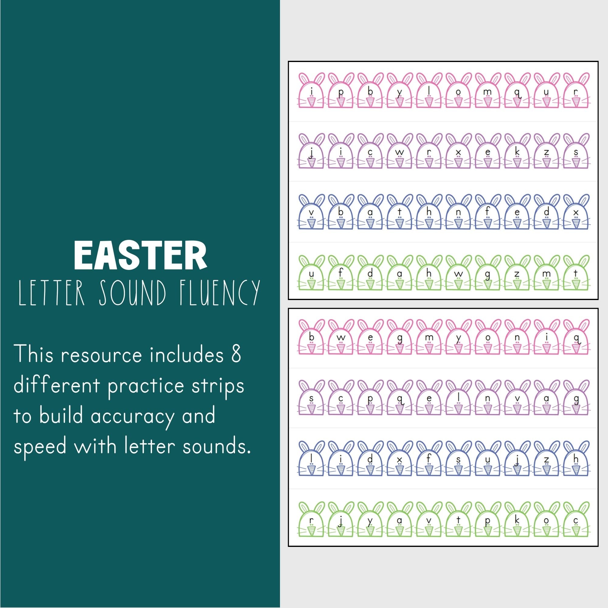 Easter Kindergarten Activity, Printable Letter Sound Fluency Strips ...