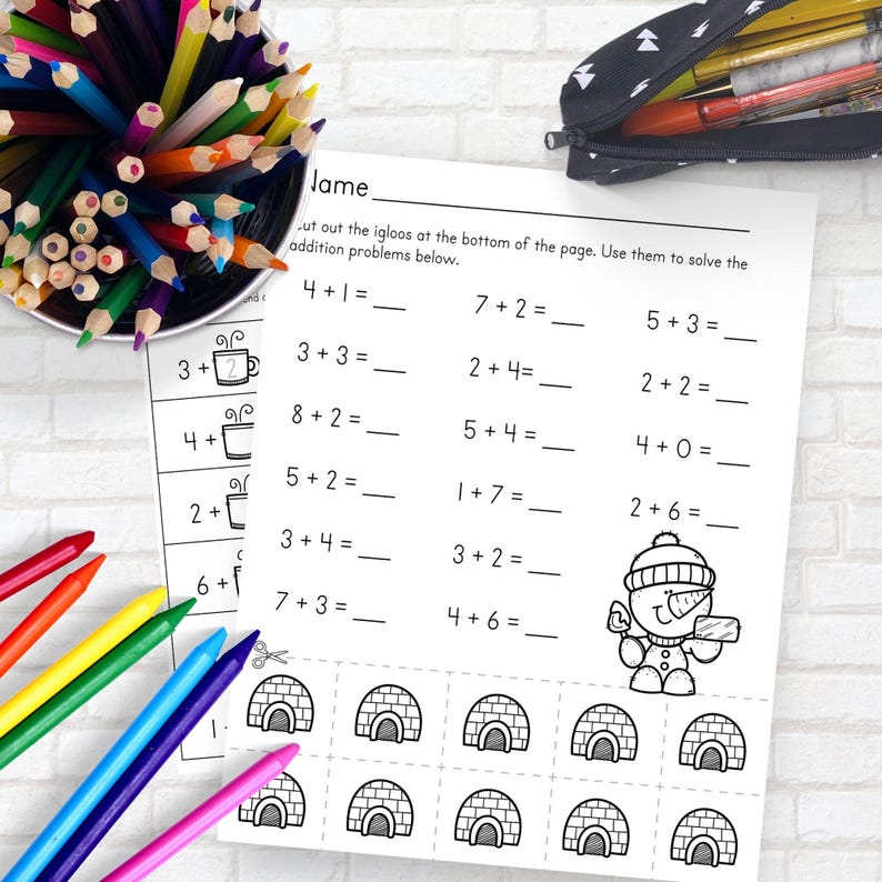 Printable Winter Math Activities, INSTANT DOWNLOAD, Kindergarten ...