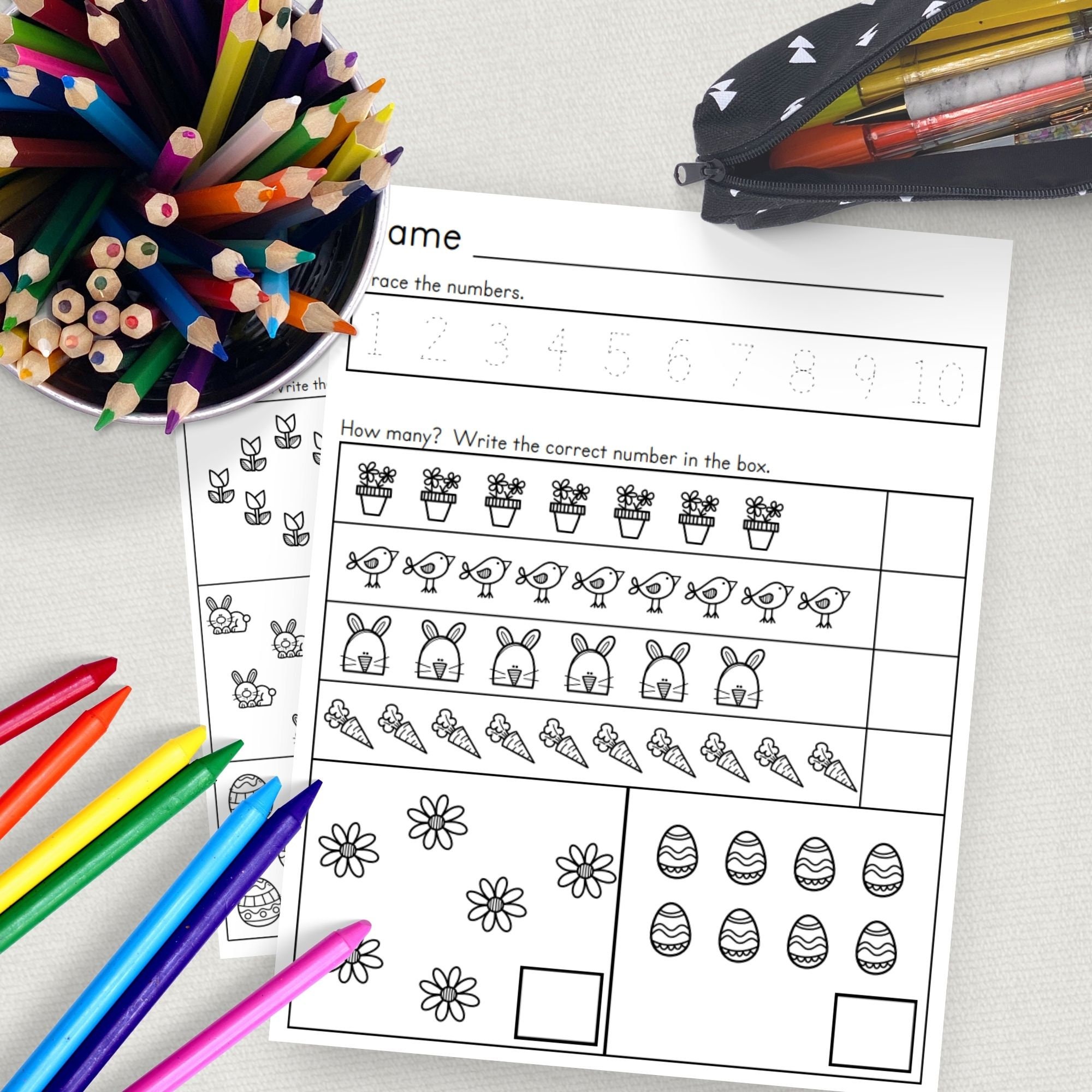 Easter Printable Math Worksheets INSTANT DOWNLOAD Preschool Counting ...
