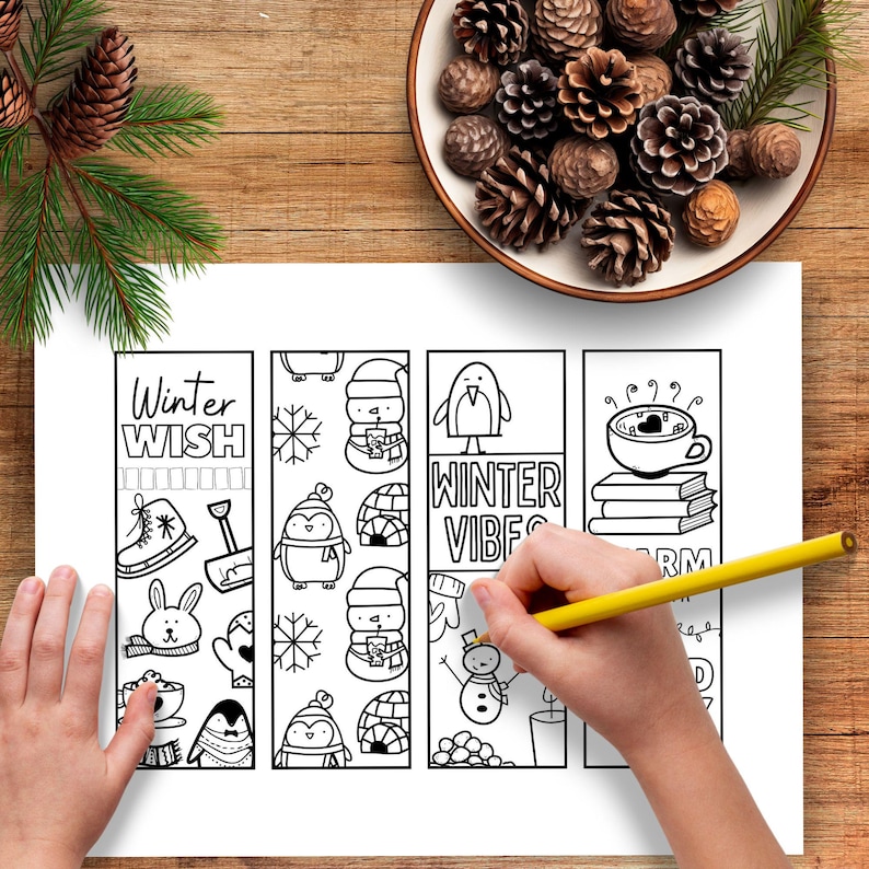 Winter Coloring Bookmarks for Kids | Printable Color Your Own Book ...