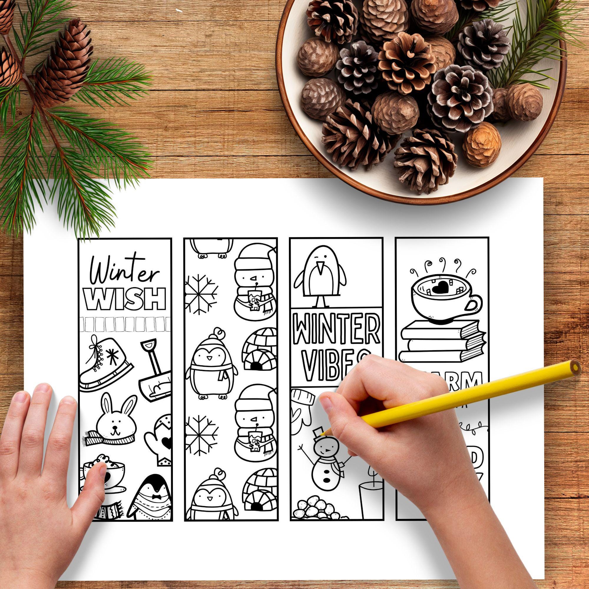 Winter Coloring Bookmarks for Kids | Printable Color Your Own Book ...