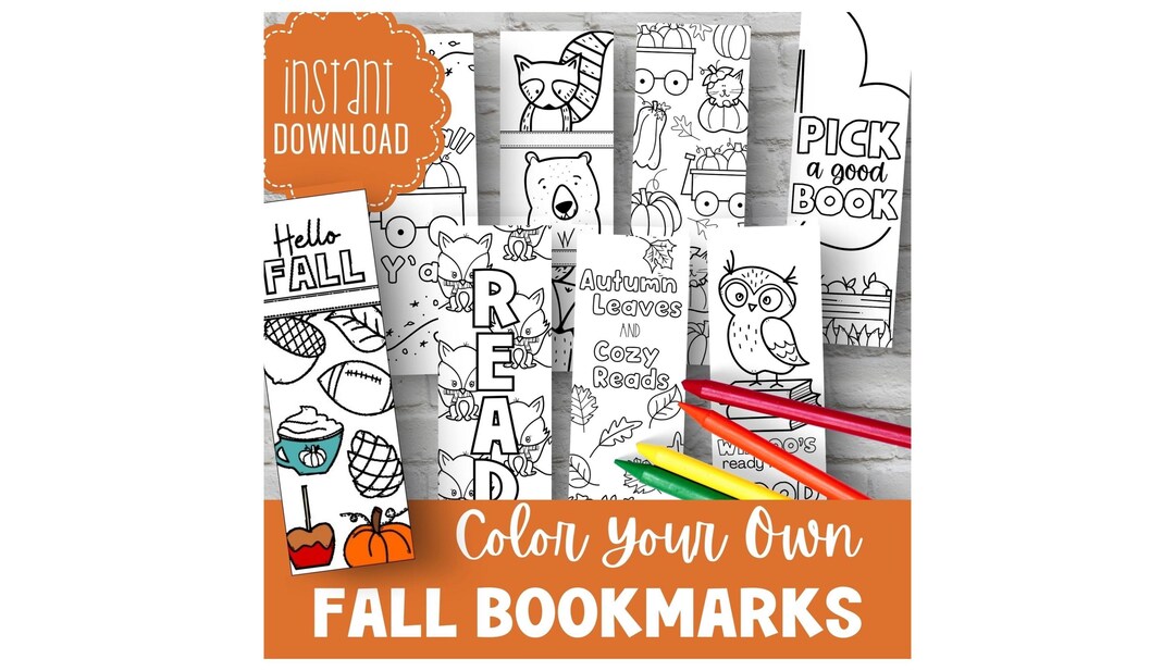 Fall Coloring Bookmarks for Kids | Printable Color Your Own Book ...