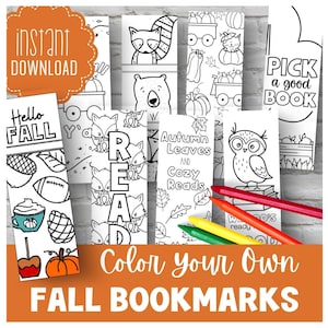 Fall Coloring Bookmarks for Kids | Printable Color Your Own Book ...