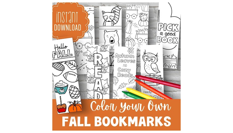 Fall Coloring Bookmarks for Kids | Printable Color Your Own Book ...