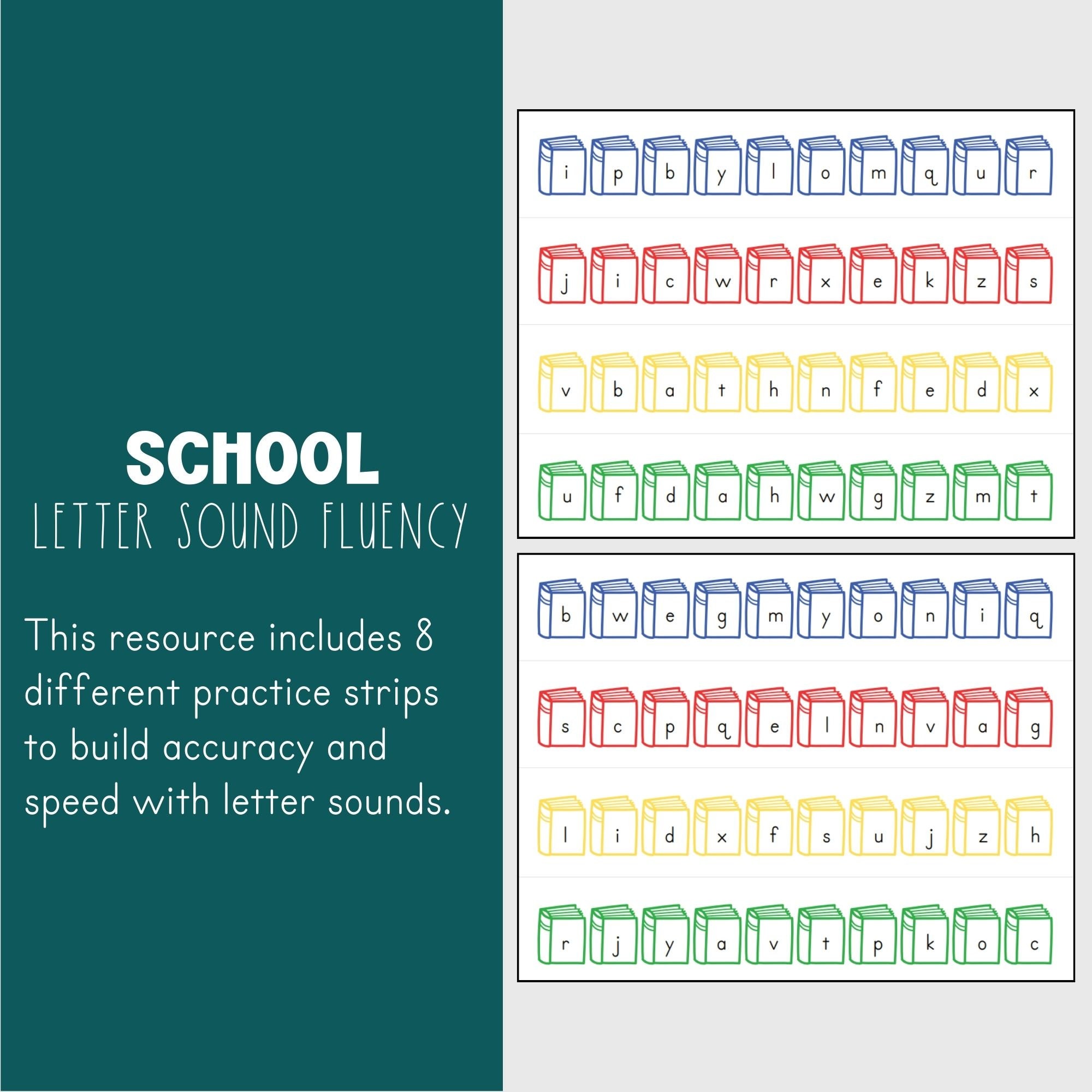 School Kindergarten Activity, Printable Letter Sound Fluency Strips ...