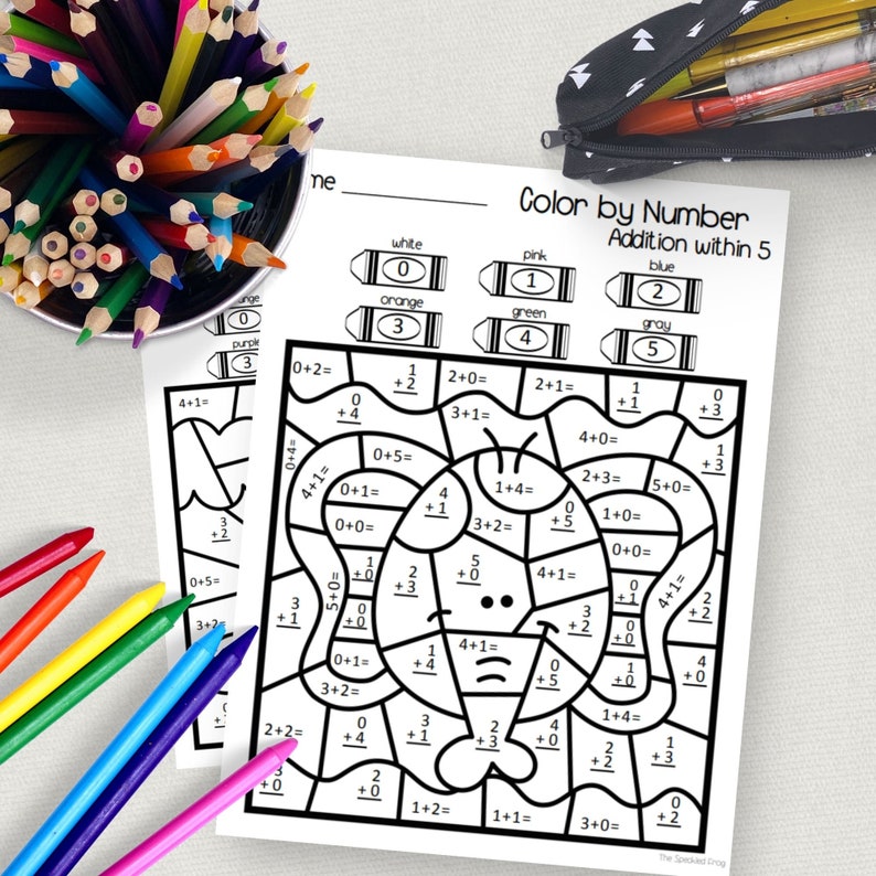 Printable Kindergarten Math Worksheets, INSTANT DOWNLOAD, Color by ...