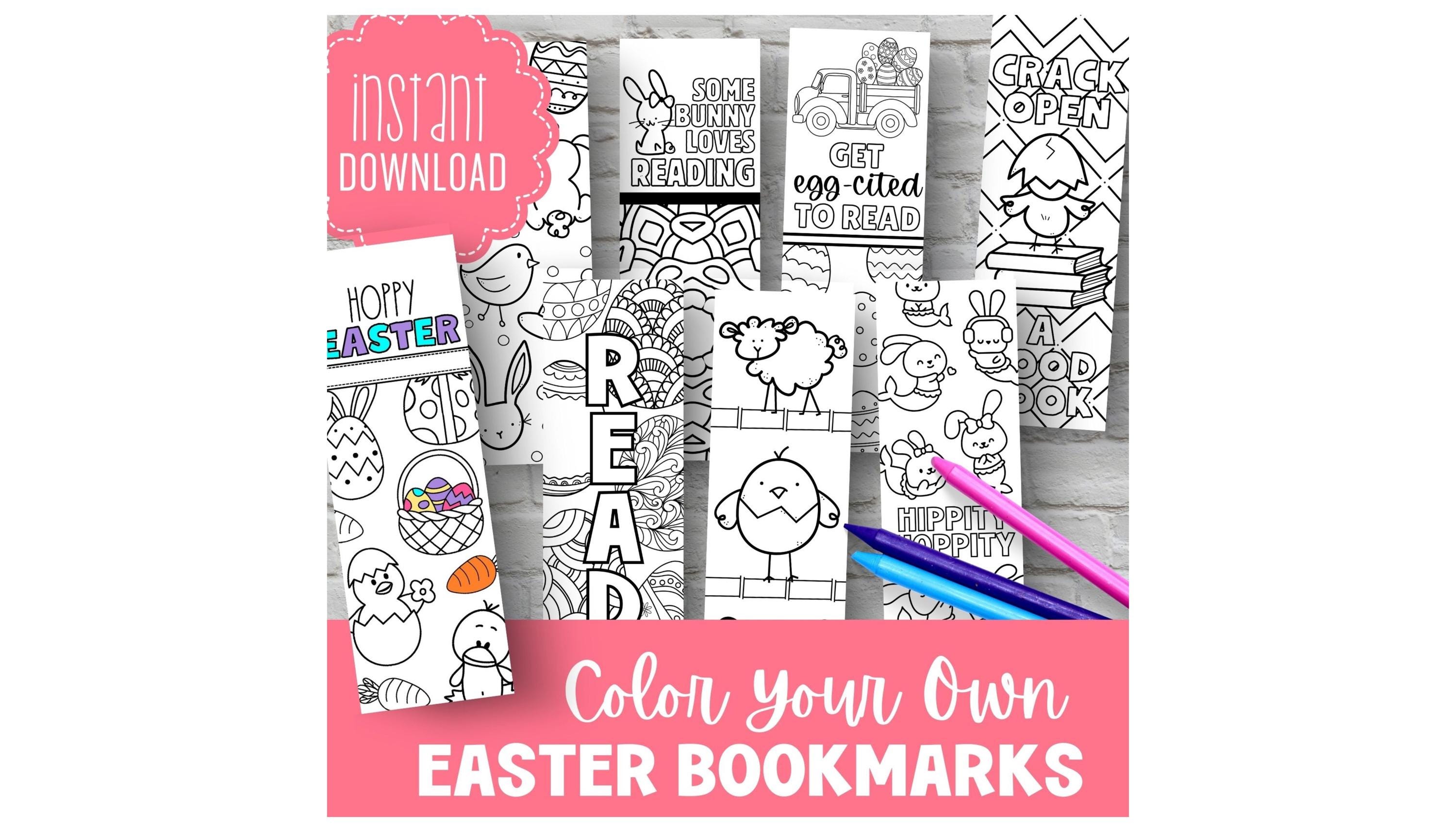 Easter Coloring Bookmarks | Printable Color Your Own Book Markers ...