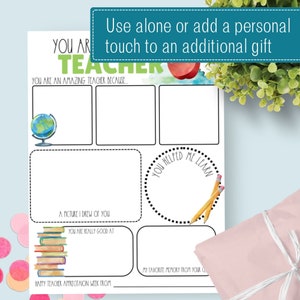 Teacher Appreciation Week Gift Printable Thank You Letter INSTANT ...