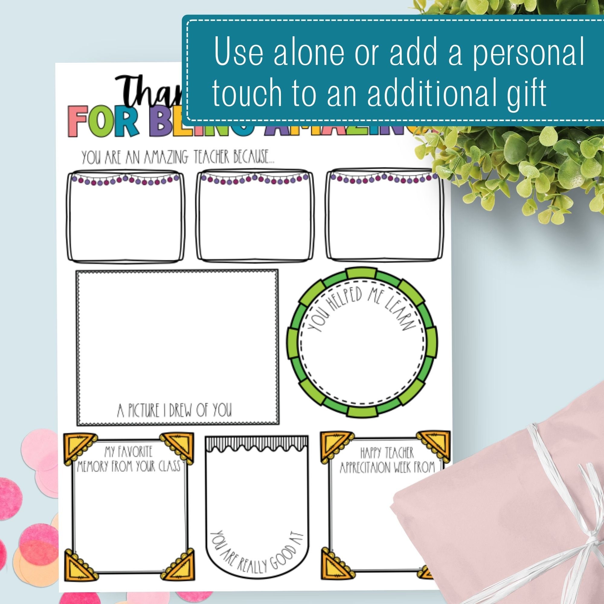 Teacher Appreciation Week Gift Printable Thank You Letter INSTANT ...