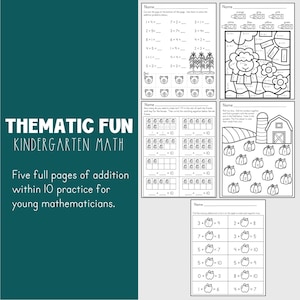 Math Activity Sheets Farm Animal Theme INSTANT DOWNLOAD Kindergarten ...
