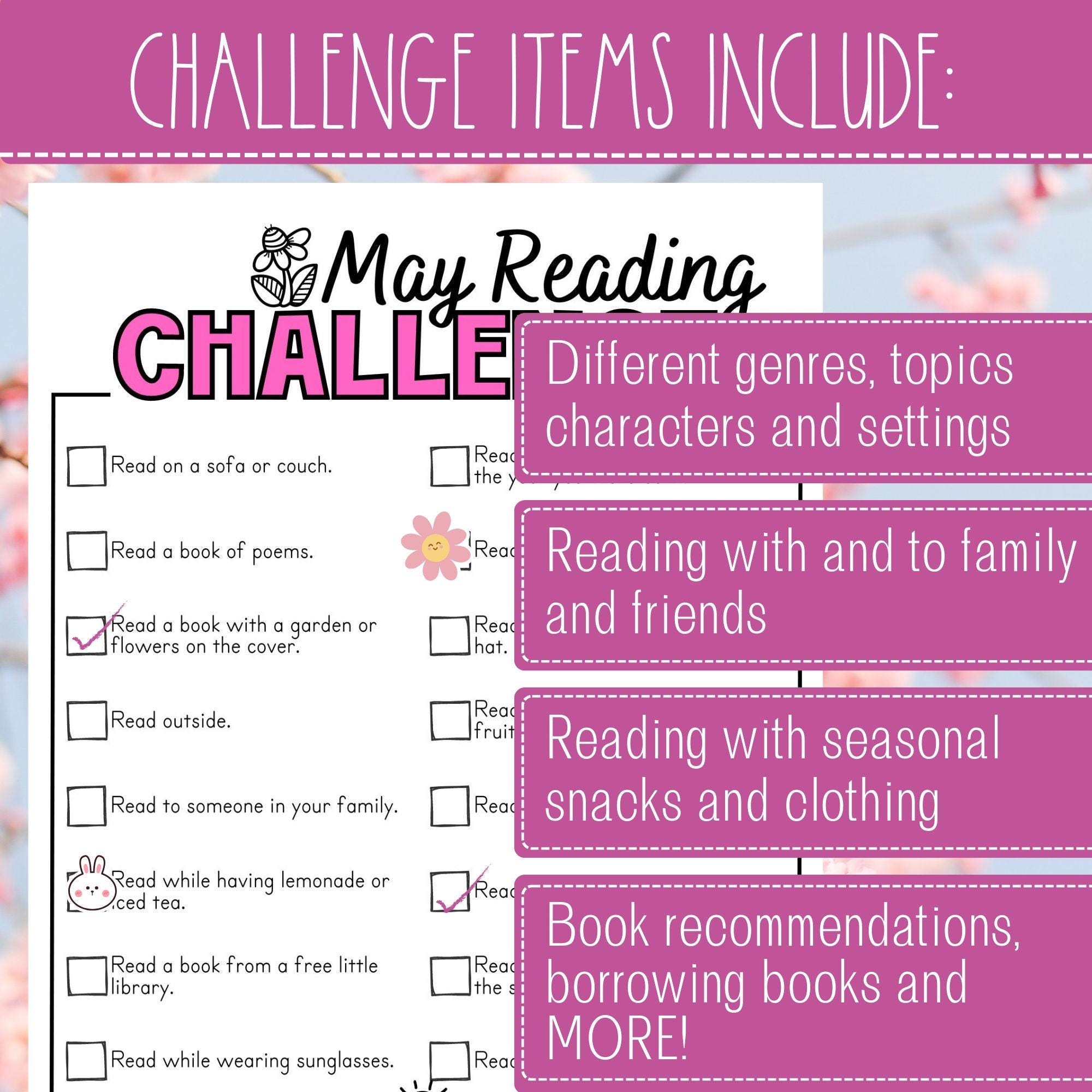 May Kids Reading Challenge Chart | INSTANT DOWNLOAD | Printable ...