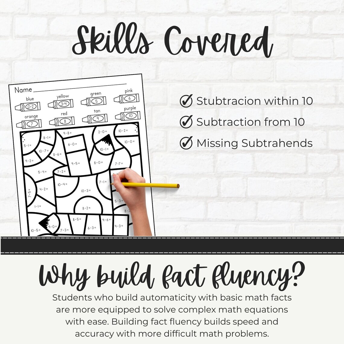 Printable Subtraction Worksheets School Theme Kindergarten Math ...