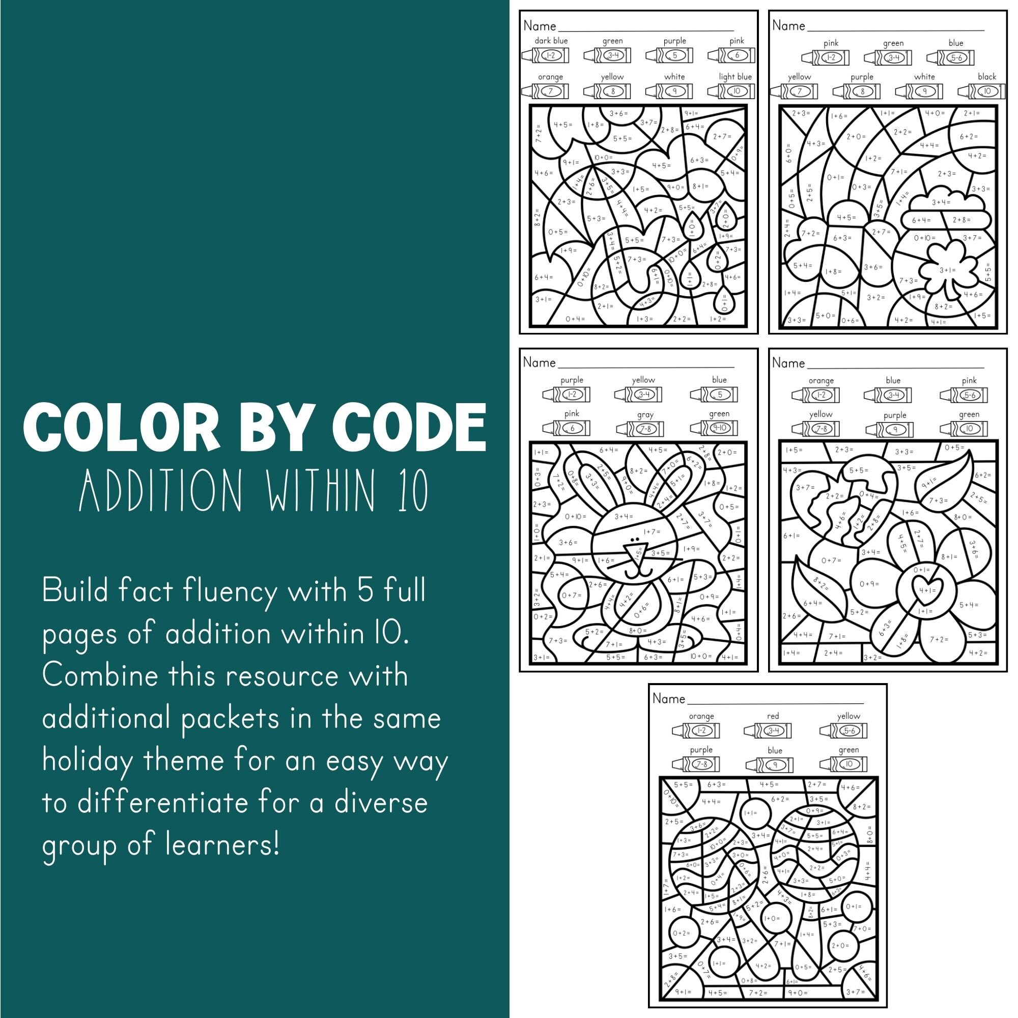 Printable Summer Holiday Color by Number Bundle INSTANT DOWNLOAD ...