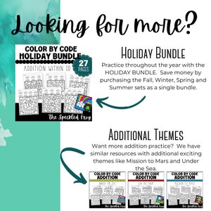 Printable Winter Holiday Color by Number INSTANT DOWNLOAD, Addition ...
