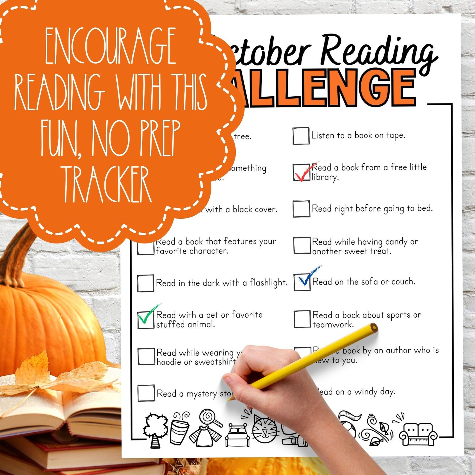Fall Months Reading Challenge Log for Kids | INSTANT DOWNLOAD ...