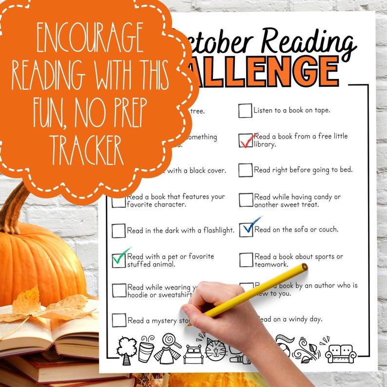 Fall Months Reading Challenge Log for Kids | INSTANT DOWNLOAD ...