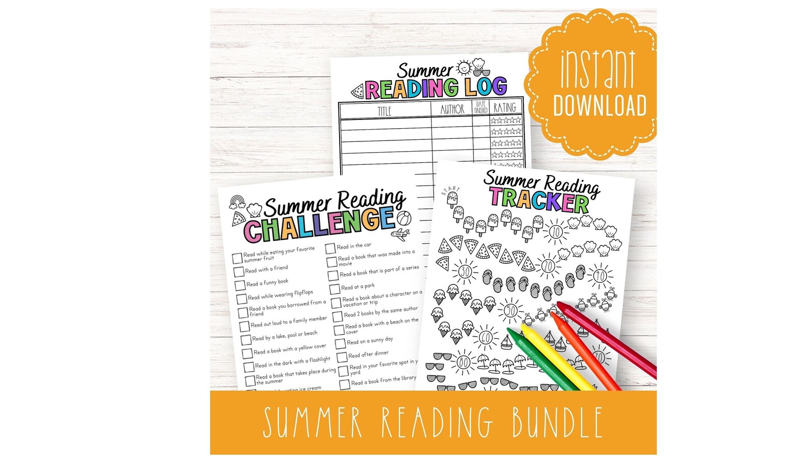 Summer Reading Bundle for Kids INSTANT DOWNLOAD Printable Coloring Page ...