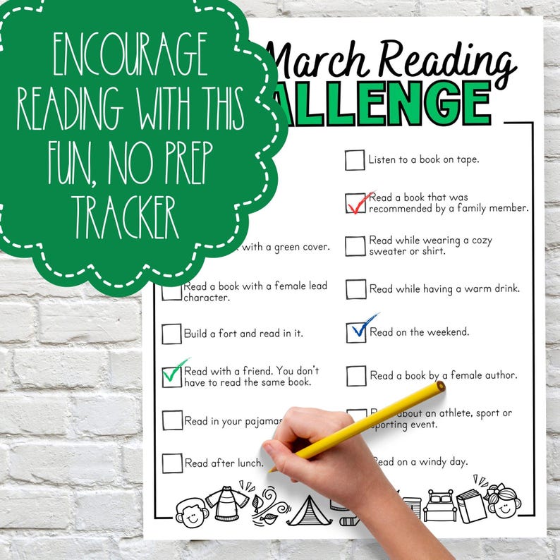 March Kids Reading Challenge Chart | INSTANT DOWNLOAD | Printable ...