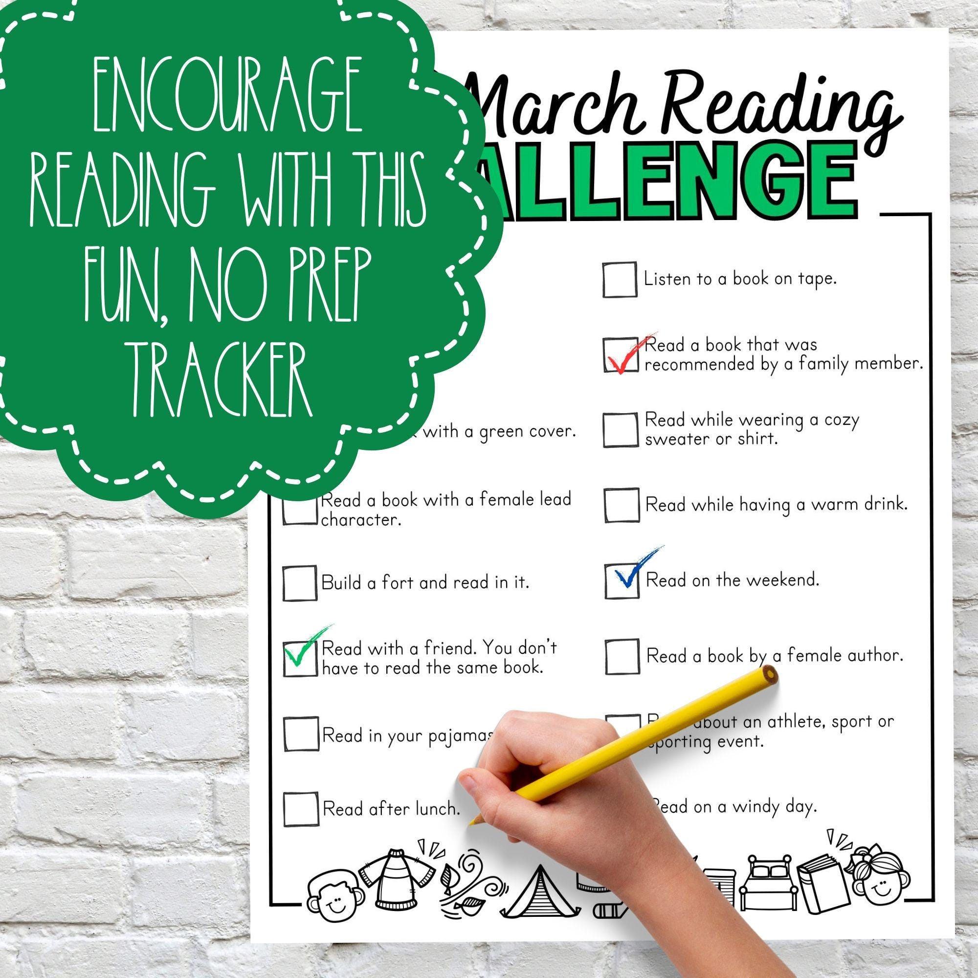 March Kids Reading Challenge Chart | INSTANT DOWNLOAD | Printable ...