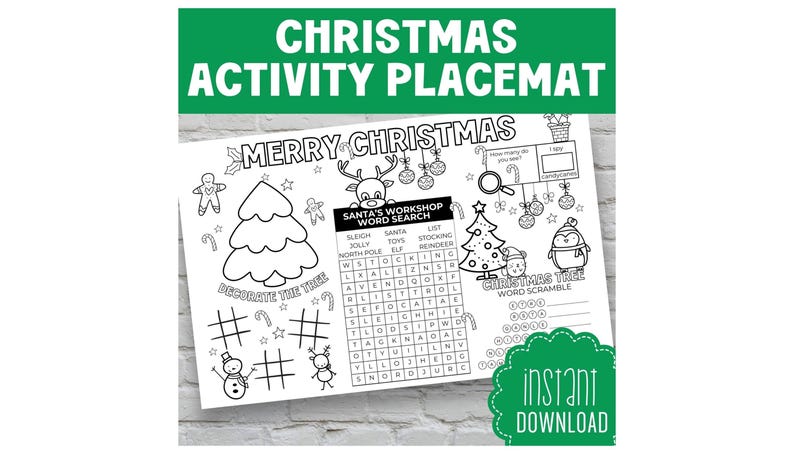 Christmas Coloring Placemat | Holiday Printable Activity Page ...