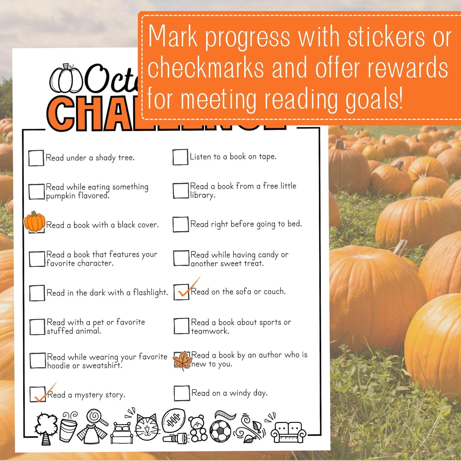 October Reading Challenge Log Kids | INSTANT DOWNLOAD | Printable ...