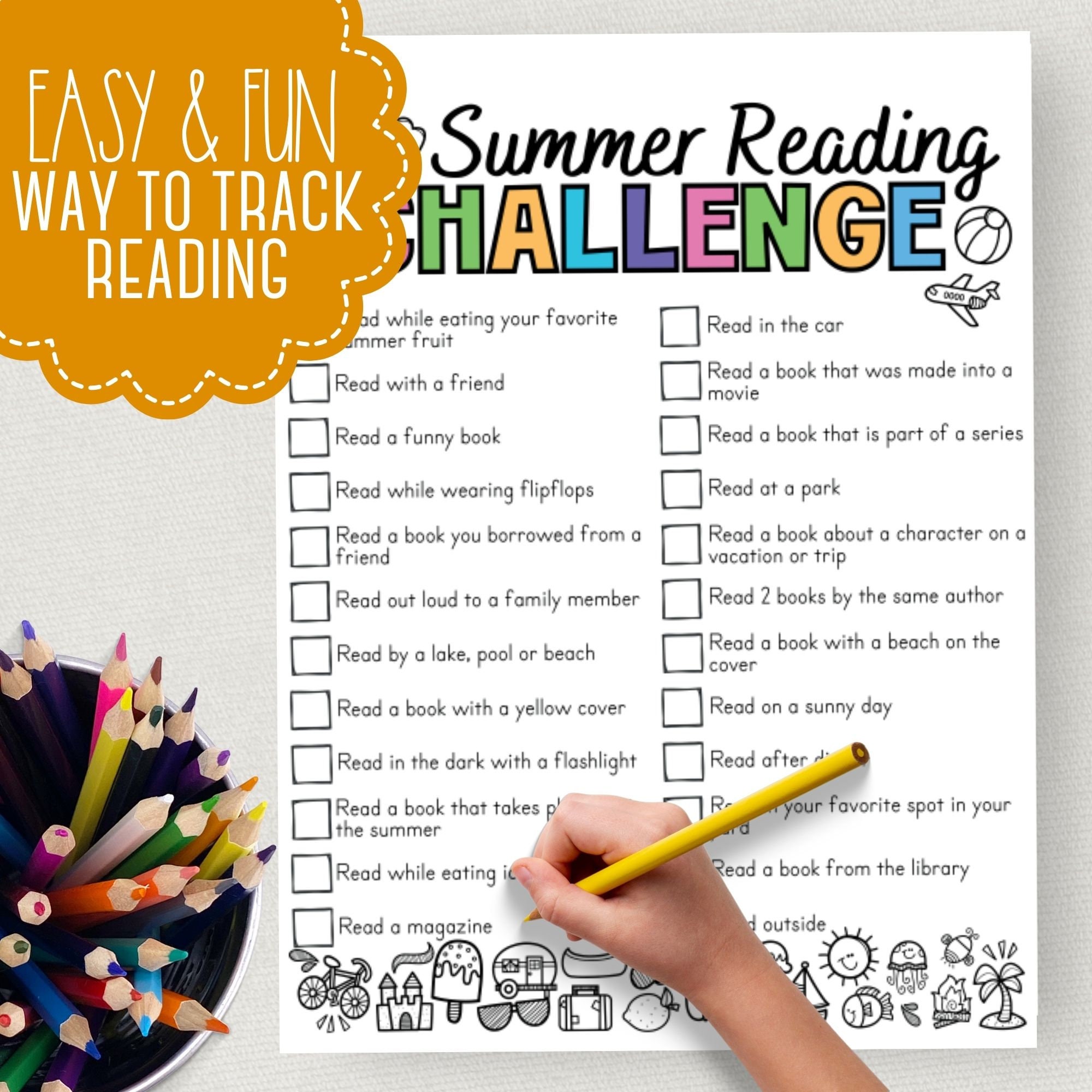 Summer Reading Challenge Log for Kids | INSTANT DOWNLOAD | Printable ...