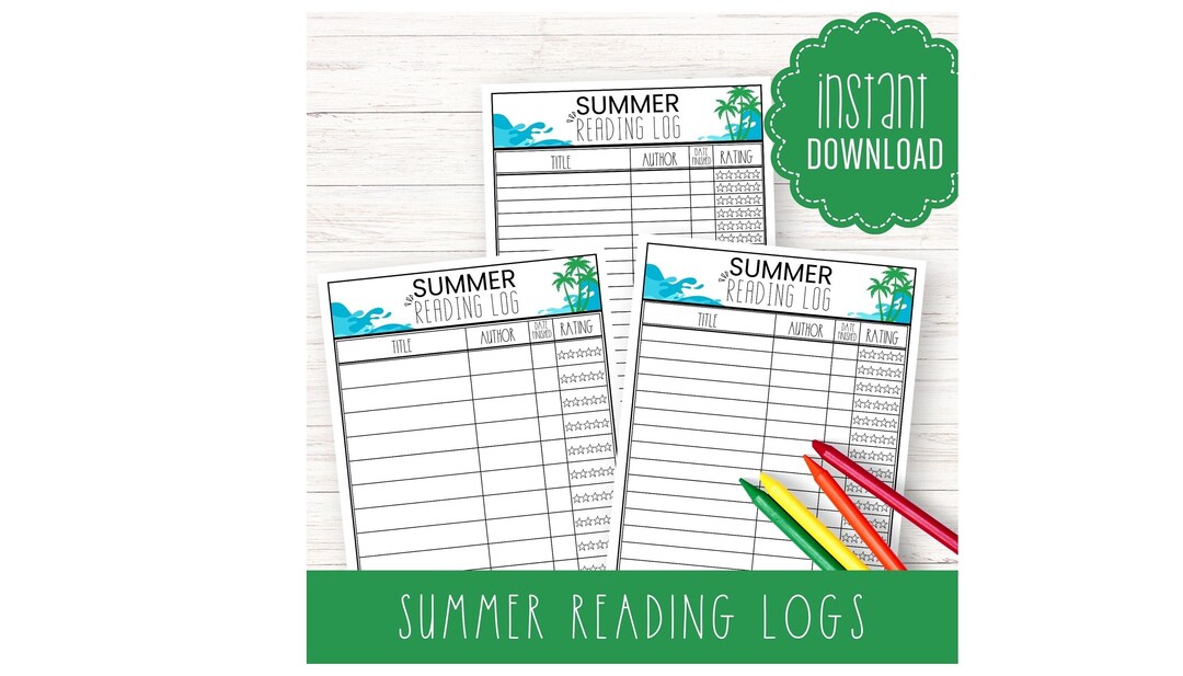 Summer Reading Logs for Kids | INSTANT DOWNLOAD | Printable Writing ...