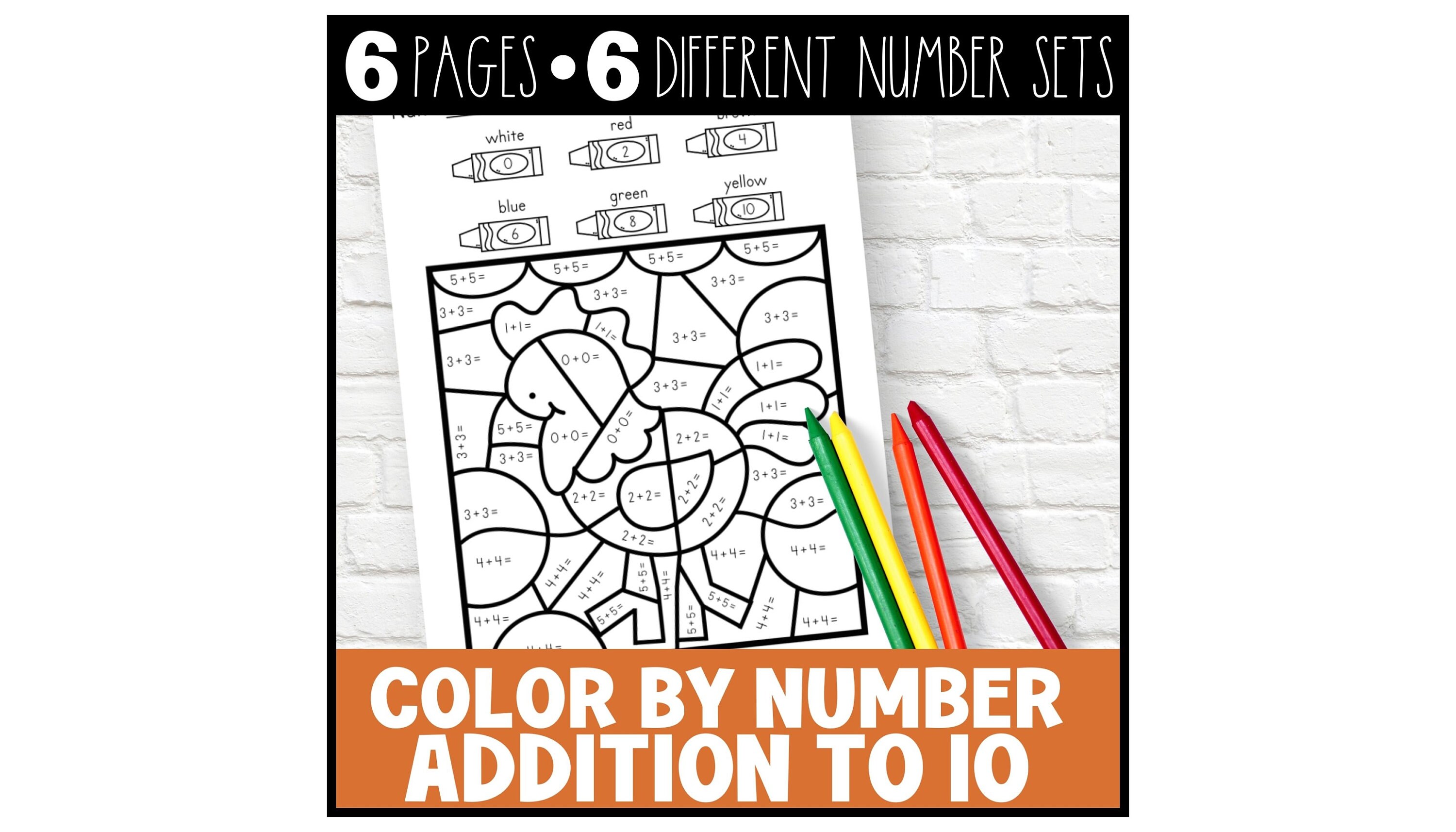 Printable Color by Number Farm Animal Theme INSTANT DOWNLOAD, Addition ...