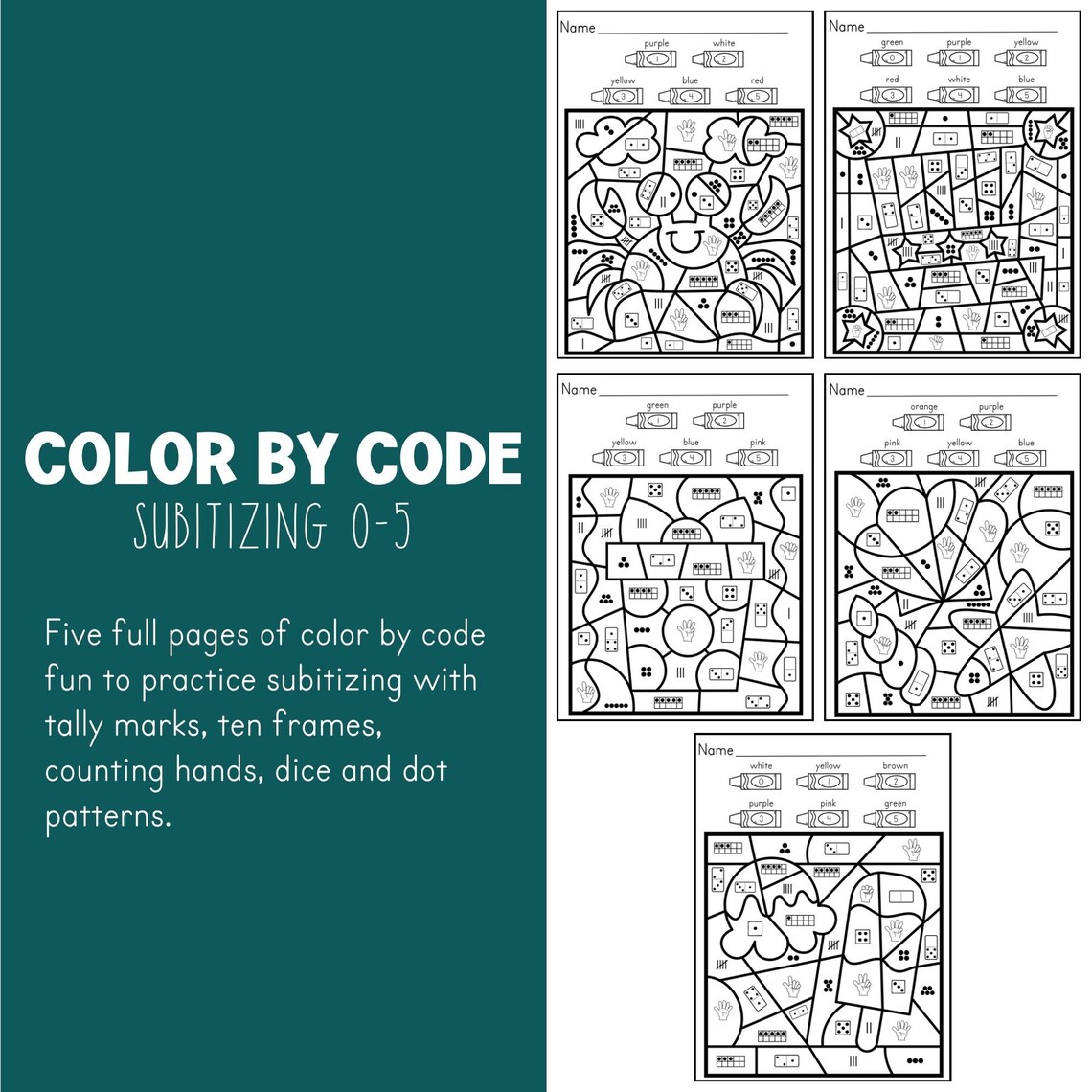 Printable Summer Holiday Color by Number 0-5 INSTANT DOWNLOAD ...