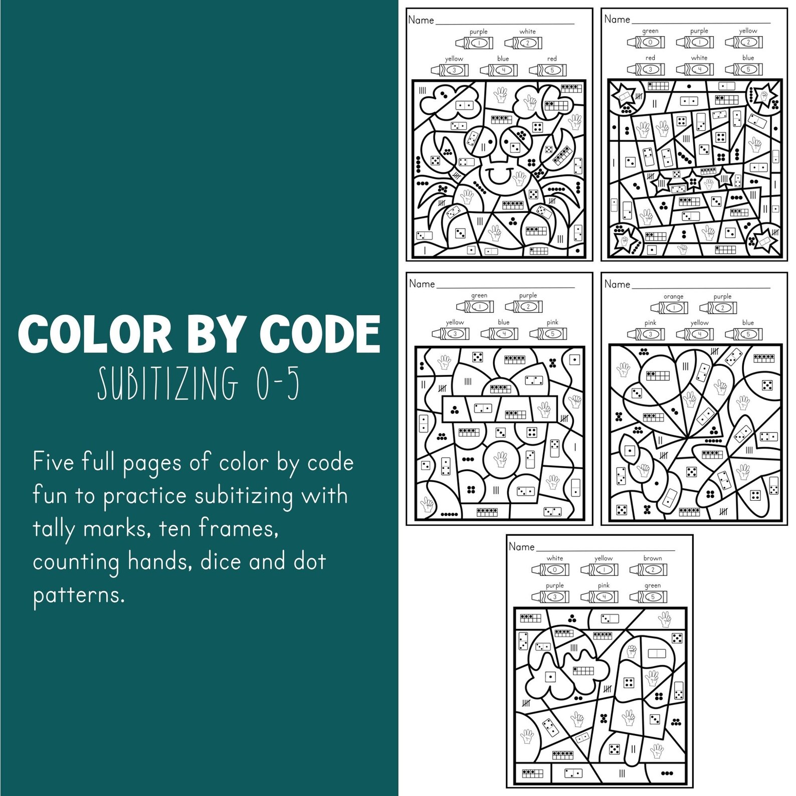 Printable Summer Holiday Color by Number 0-5 INSTANT DOWNLOAD ...