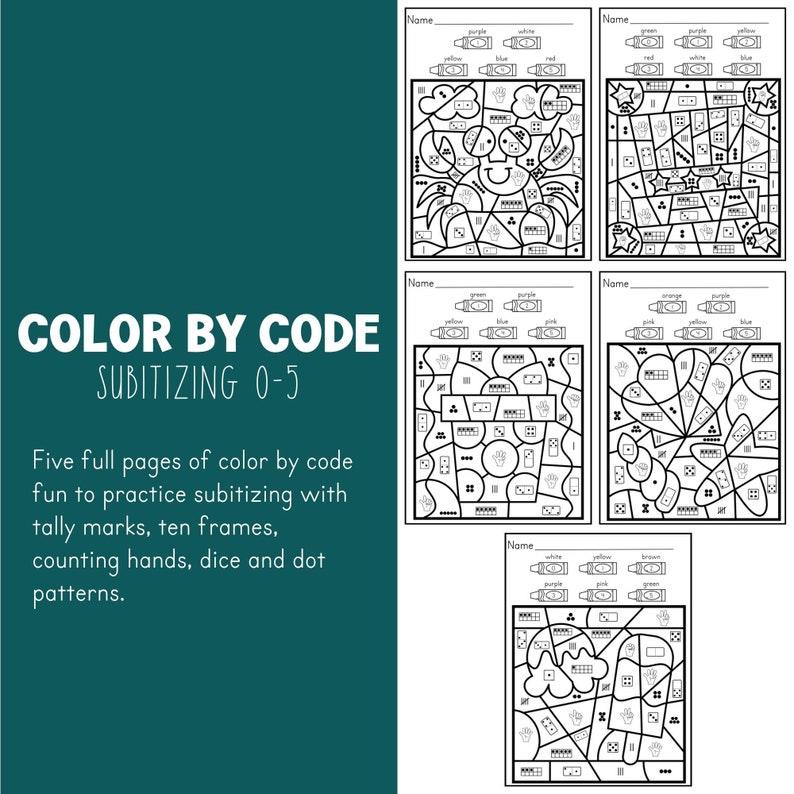 Printable Summer Holiday Color by Number 0-5 INSTANT DOWNLOAD ...