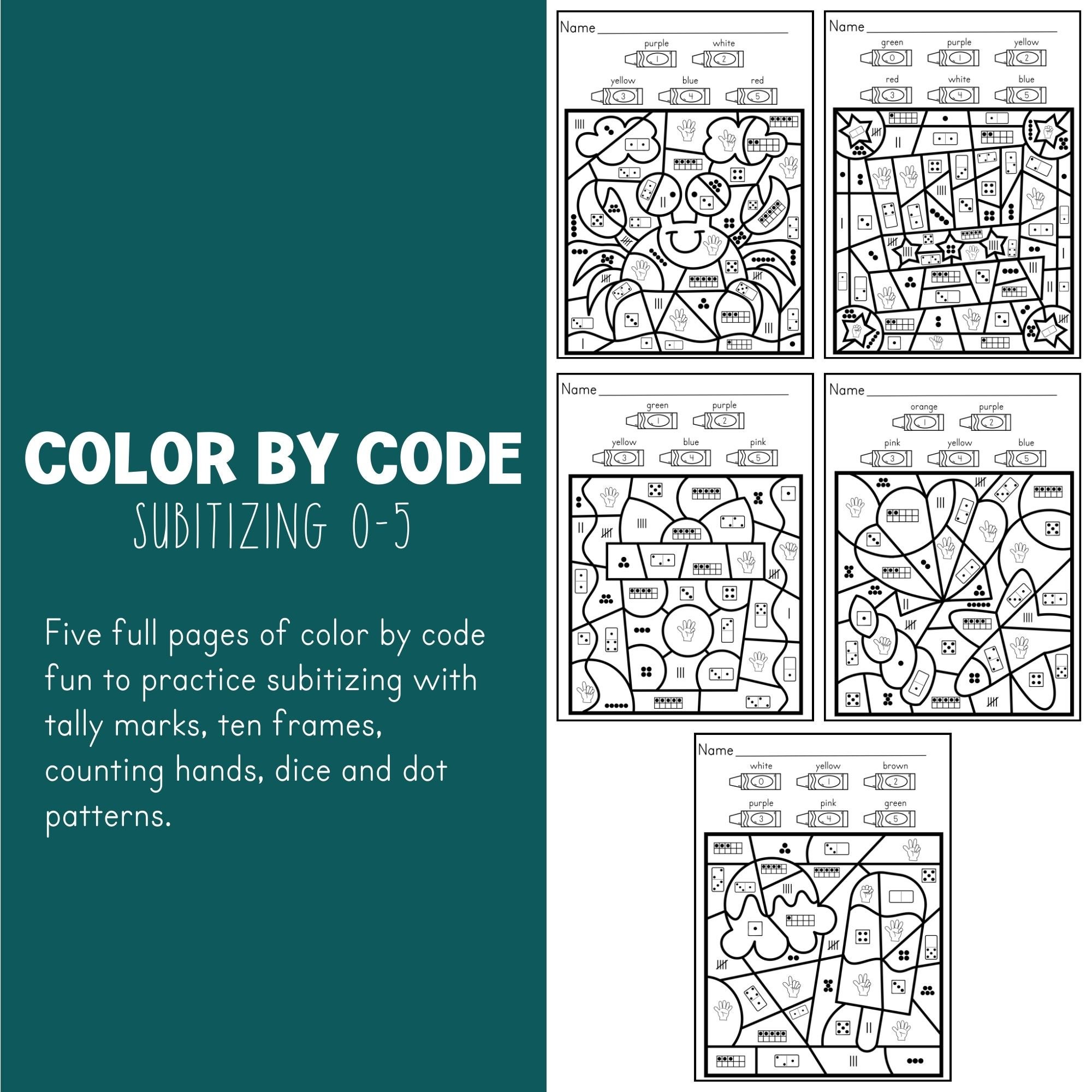 Printable Summer Holiday Color by Number 0-5 INSTANT DOWNLOAD ...