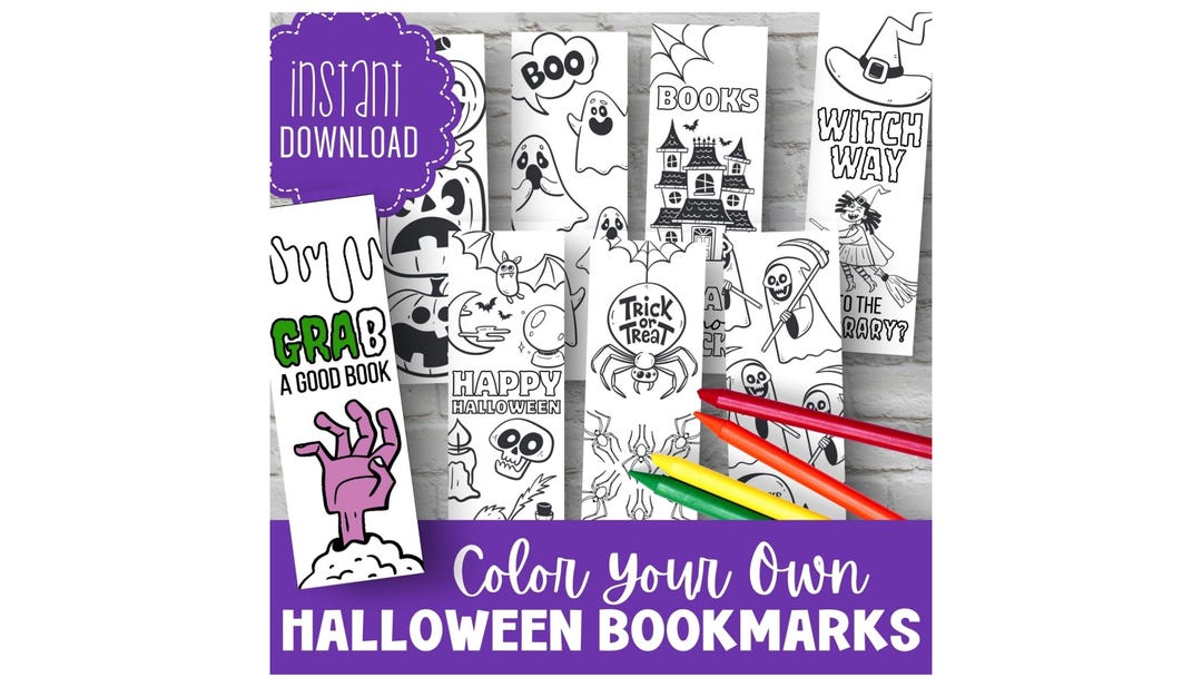 Halloween Coloring Bookmarks | Printable Color Your Own Book Markers ...