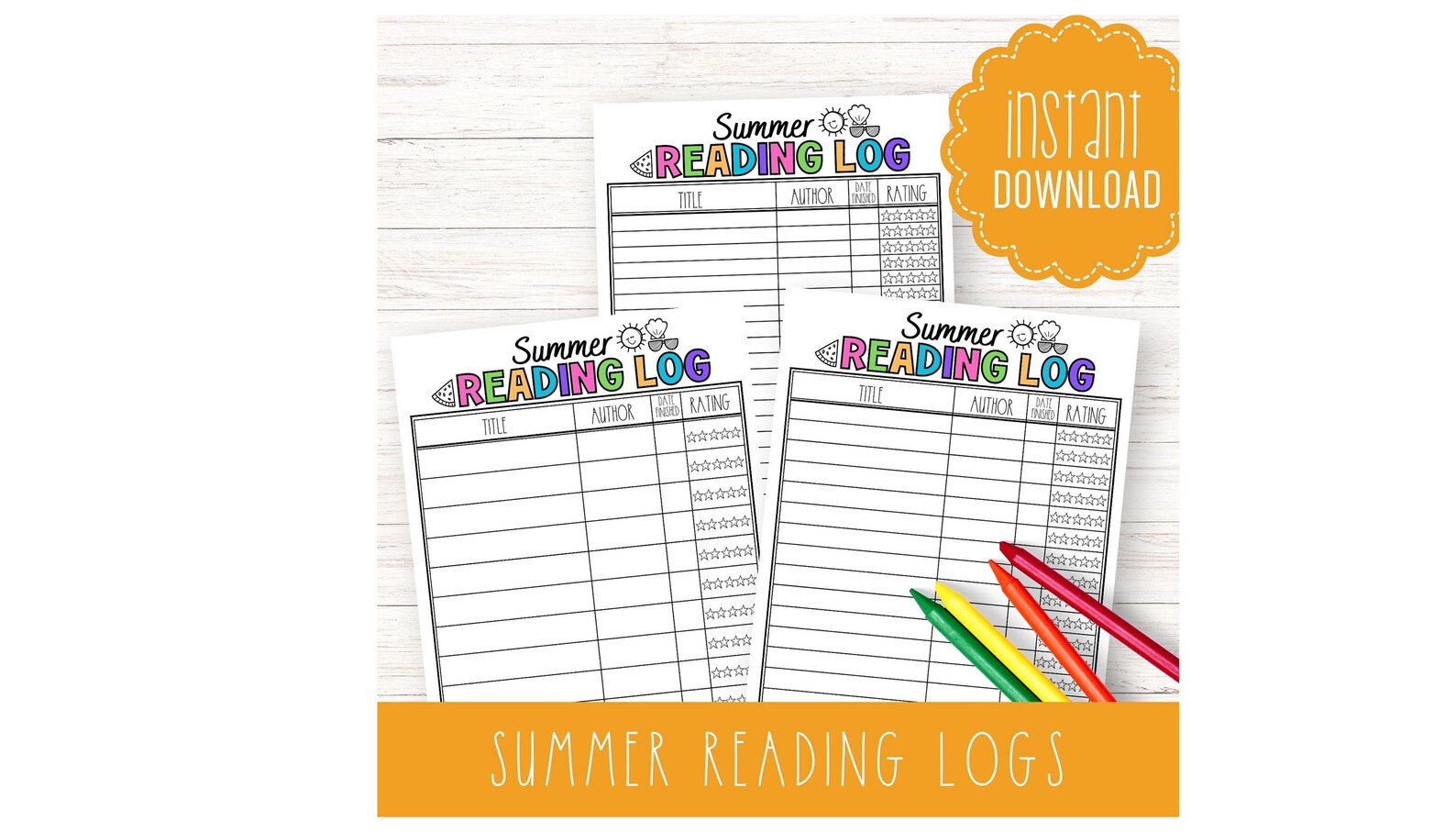 Summer Reading Logs for Kids | INSTANT DOWNLOAD | Printable Writing ...