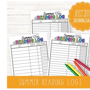 Summer Reading Logs for Kids | INSTANT DOWNLOAD | Printable Writing ...