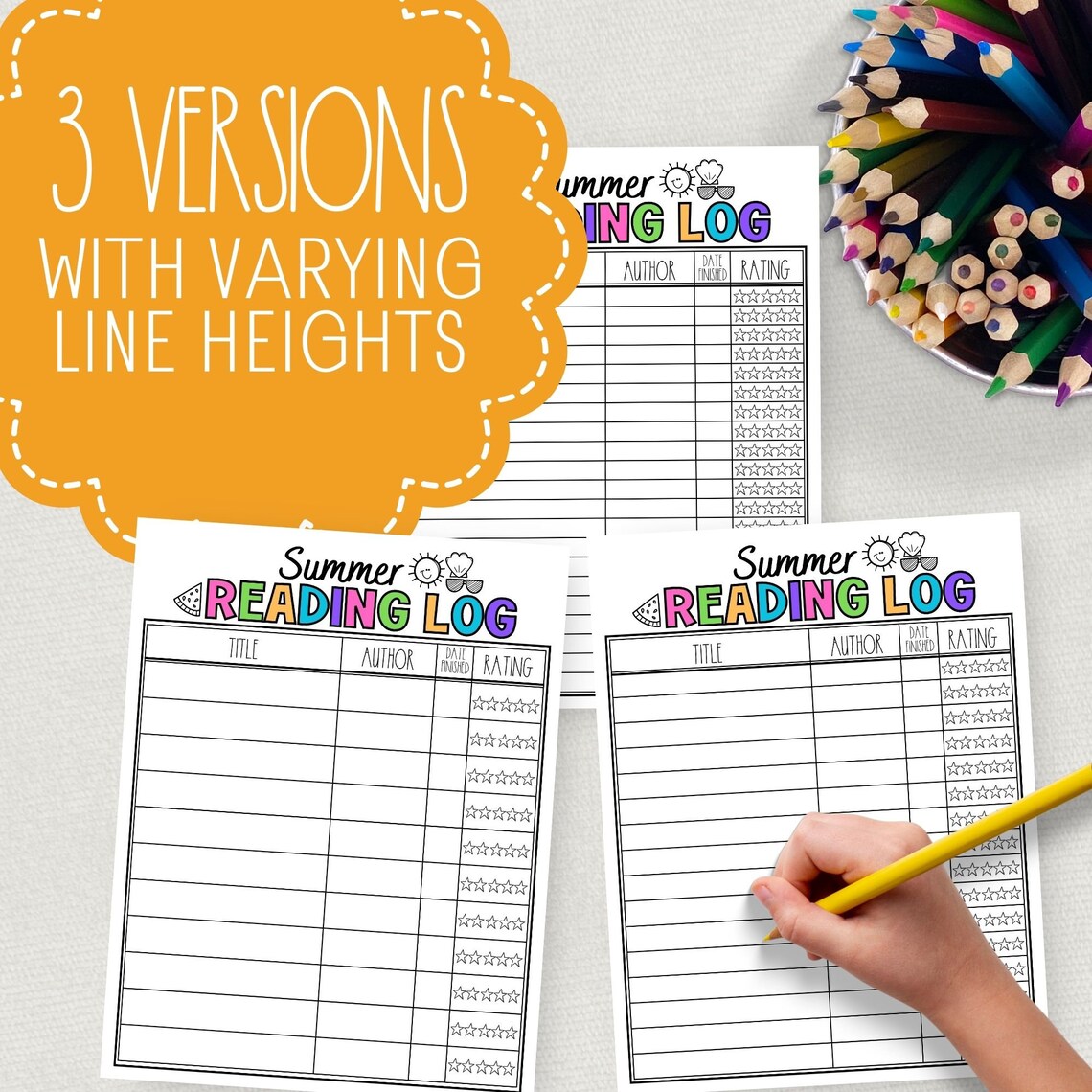 Summer Reading Logs for Kids | INSTANT DOWNLOAD | Printable Writing ...