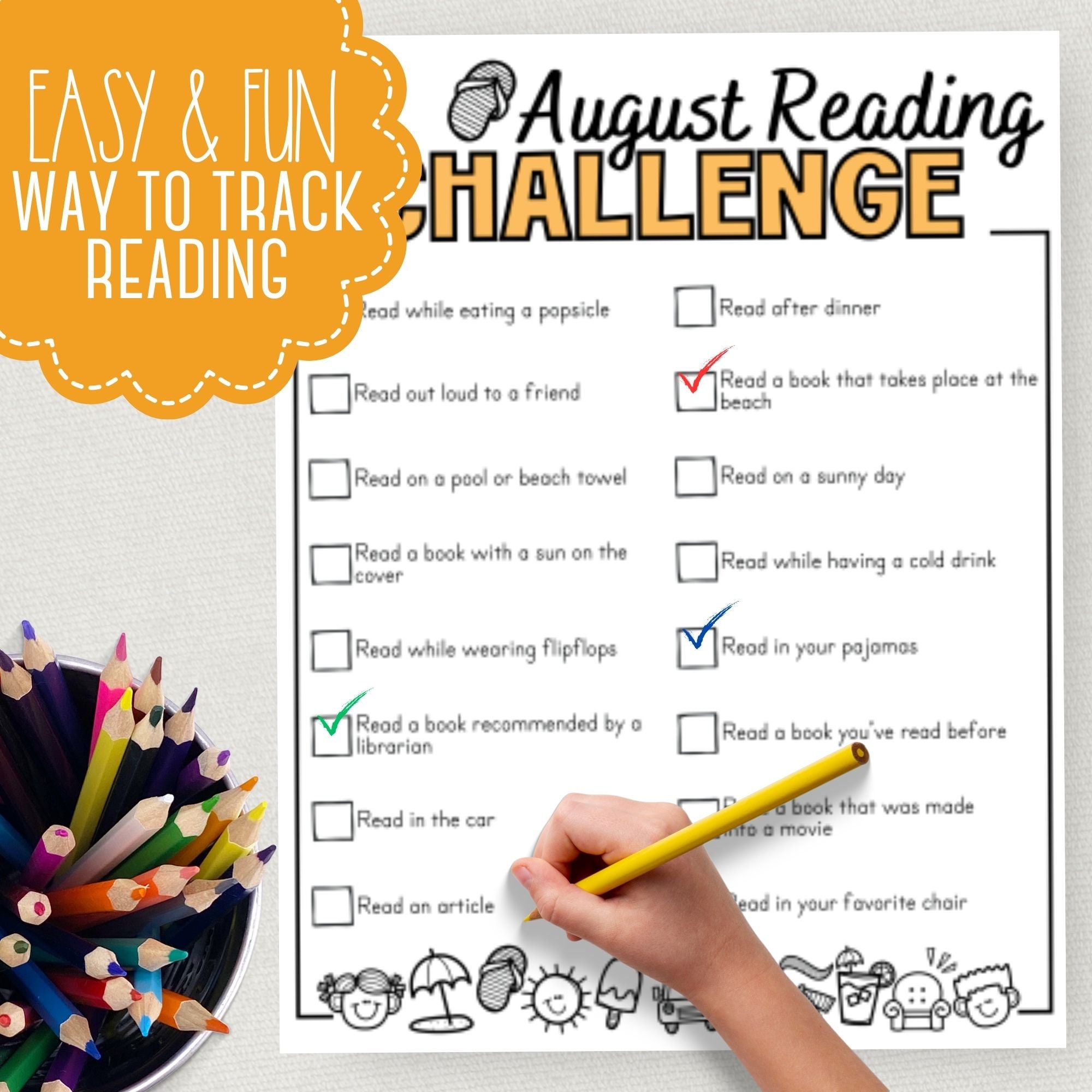 August Reading Challenge Log for Kids | INSTANT DOWNLOAD | Printable ...