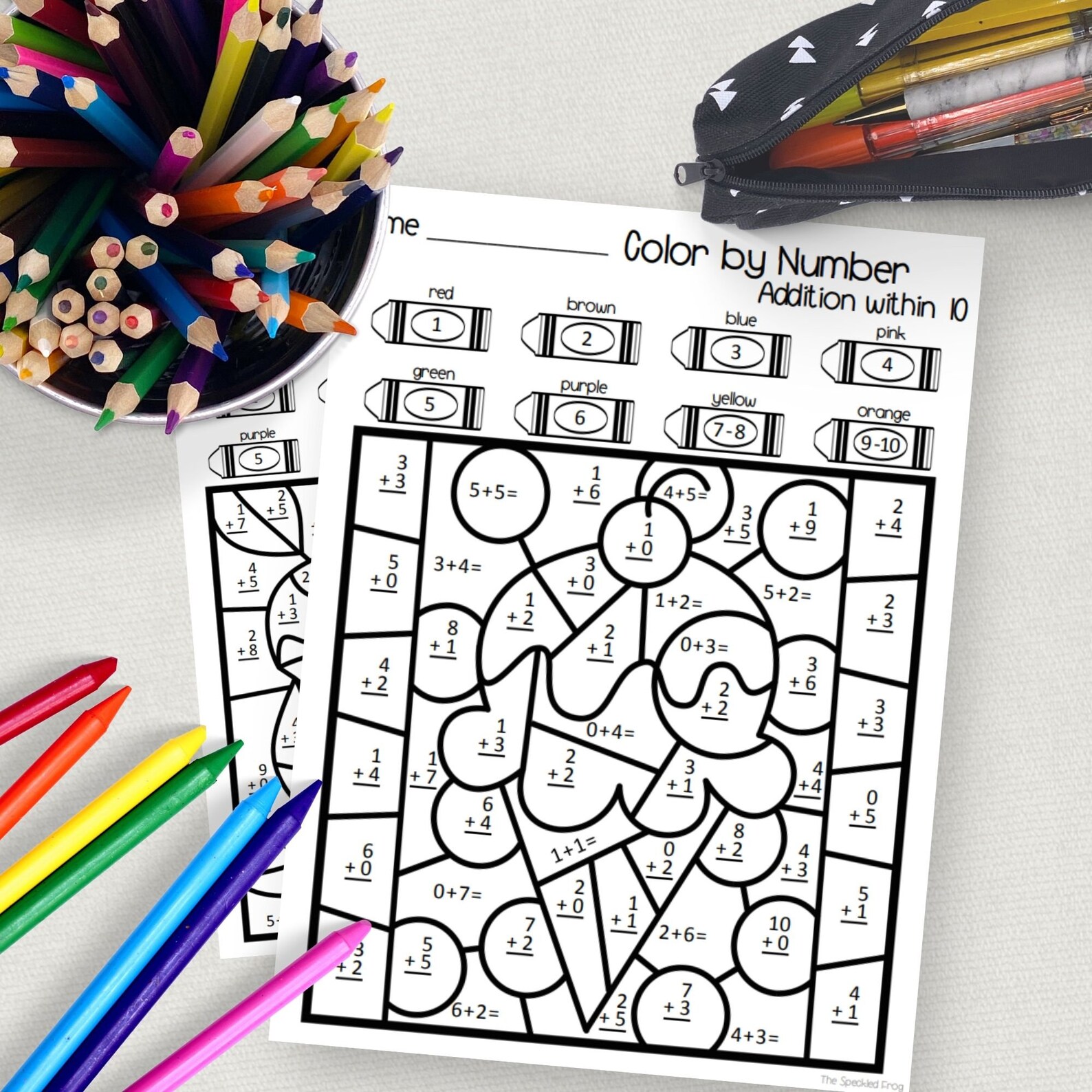 Printable Kindergarten Math Worksheets, INSTANT DOWNLOAD, Color by ...