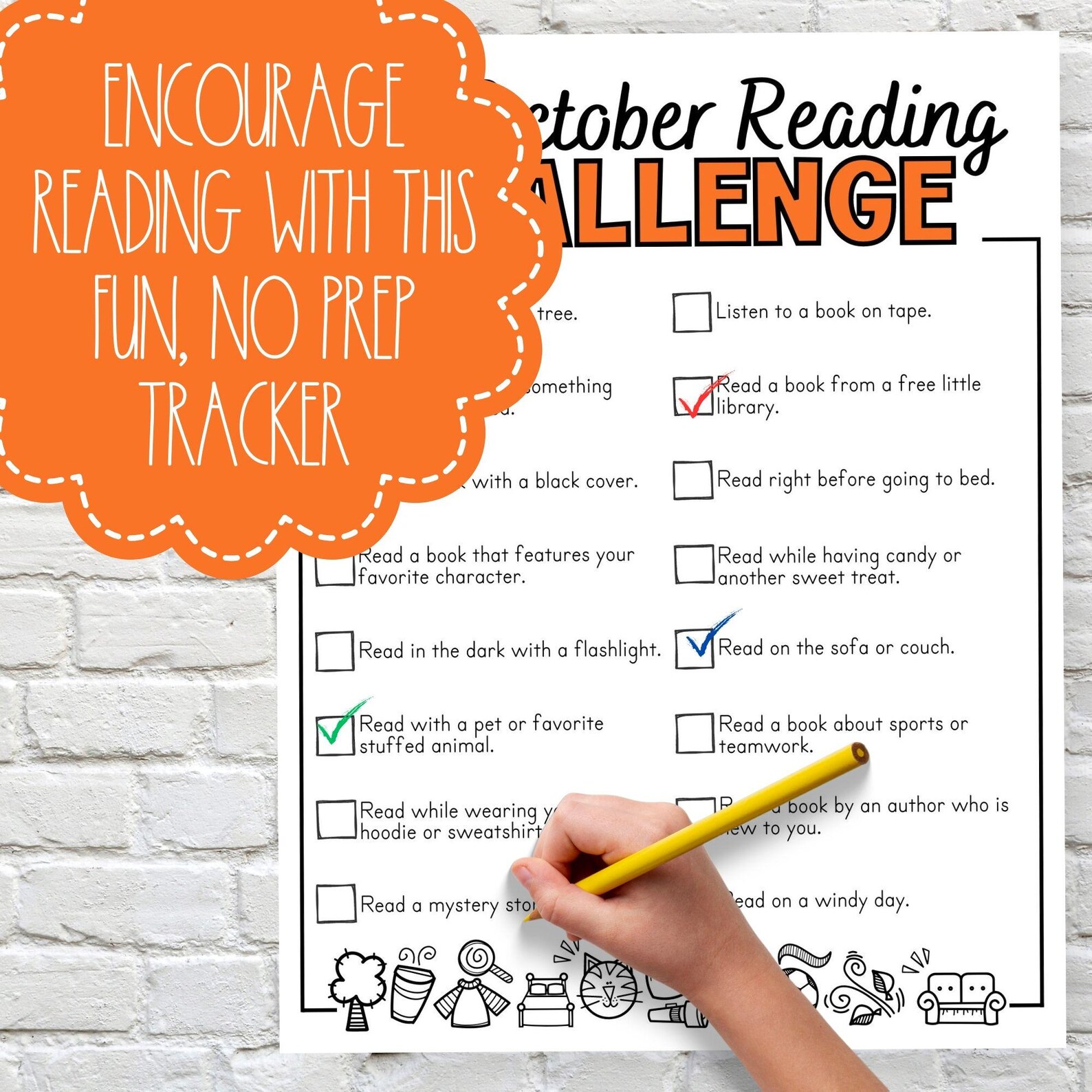 October Reading Challenge Log Kids | INSTANT DOWNLOAD | Printable ...